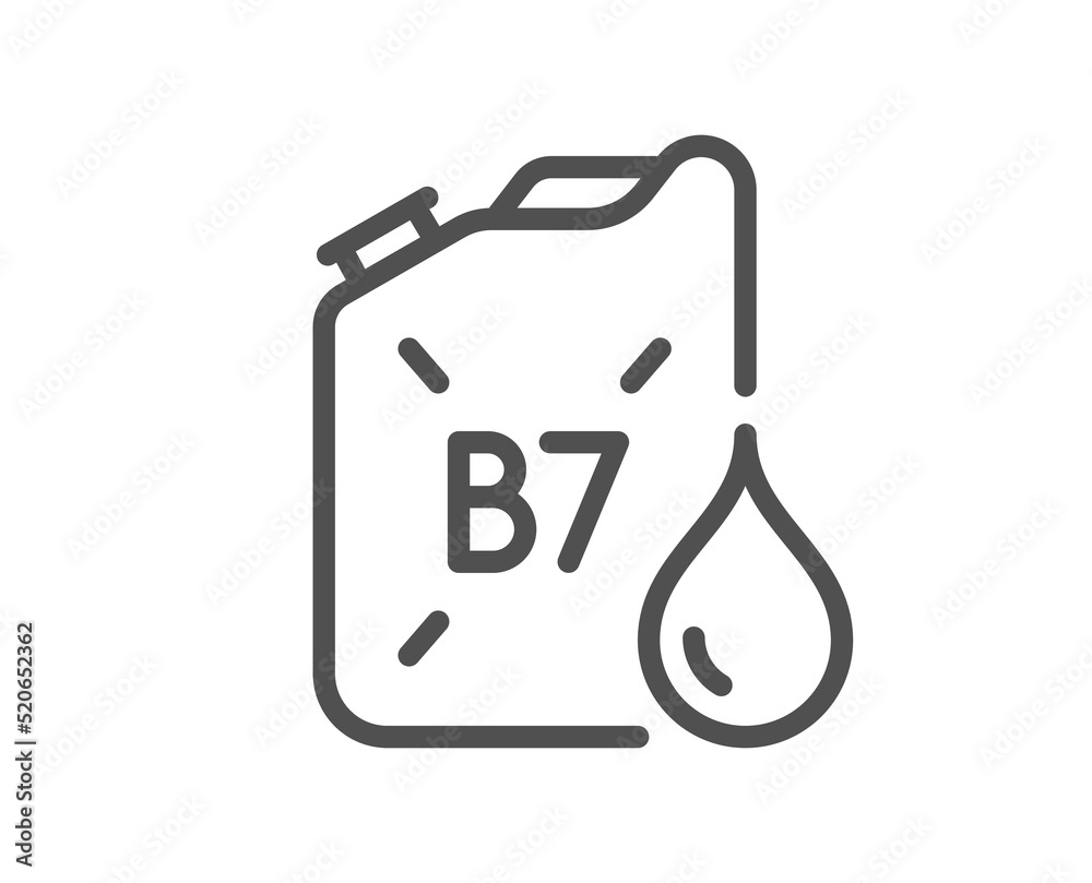 Diesel canister line icon. DD liquid fuel sign. B7 petroleum container ...