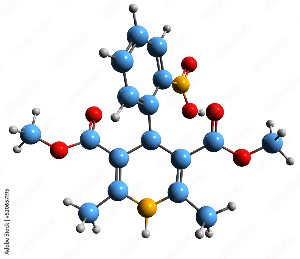 3D image of Nifedipine skeletal formula - molecular chemical structure ...