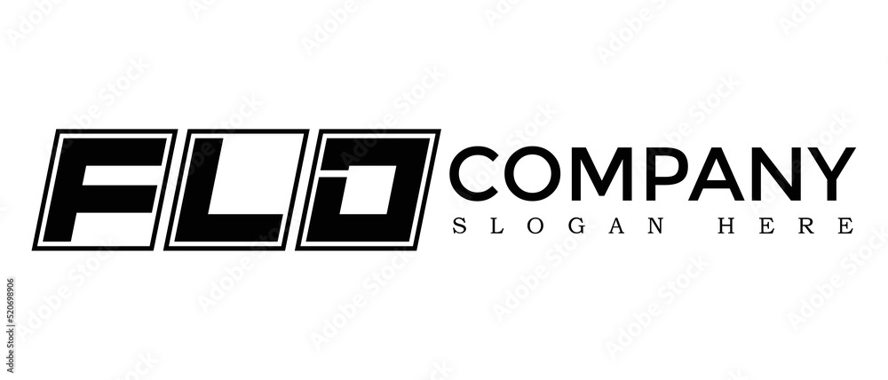 FLD three Letter Rounded rectangle boxes shape element symbol digital ...