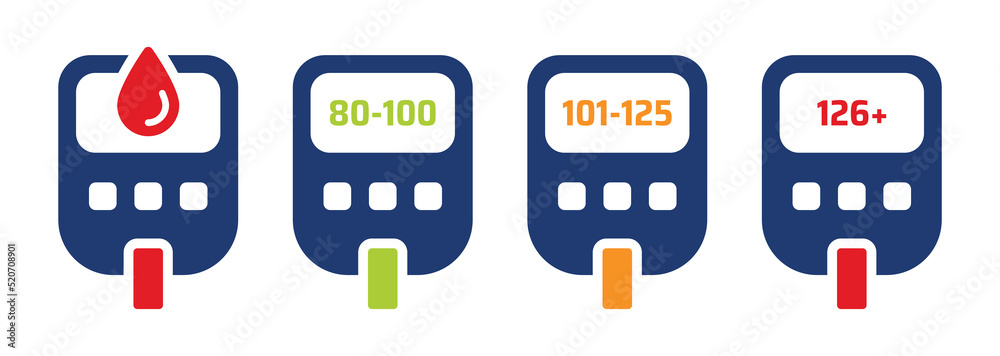 เวกเตอร์ Stock Glucometer icon for glycemic measurement with blood ...