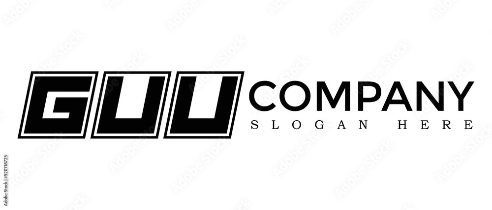 GUU three Letter Rounded rectangle boxes shape element symbol digital ...