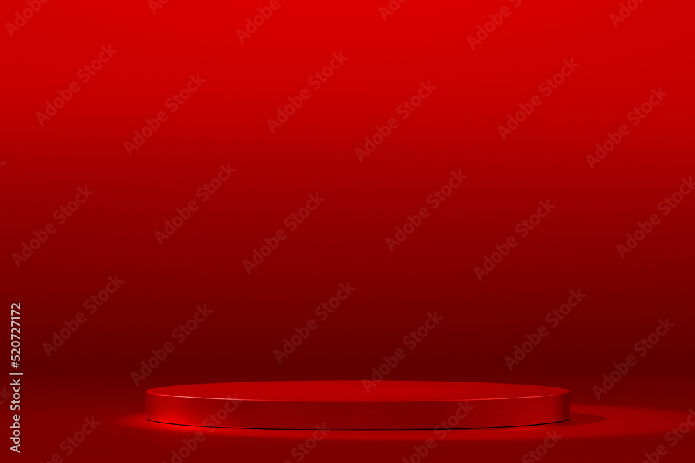 Red platform for showing product. Empty podium or pedestal display on ...