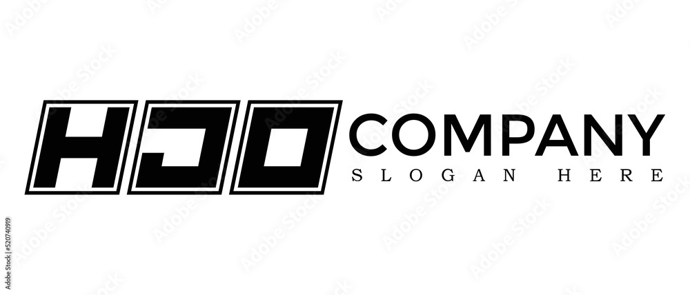 HJO three Letter Rounded rectangle boxes shape element symbol digital ...