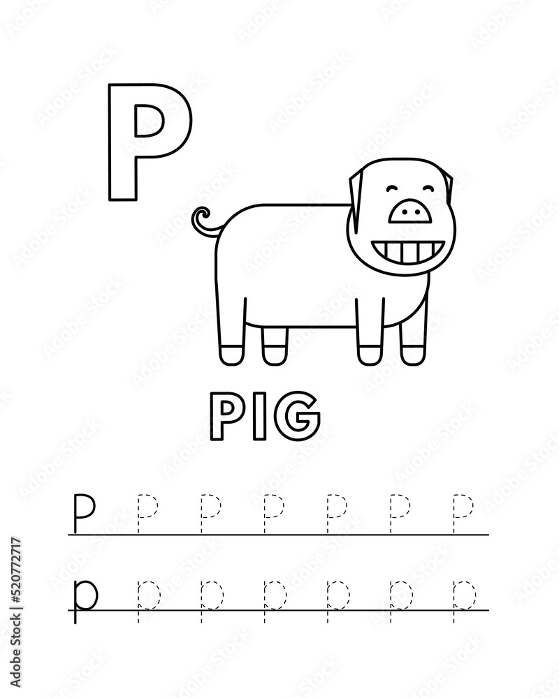 Alphabet with cute cartoon animals isolated on white background ...