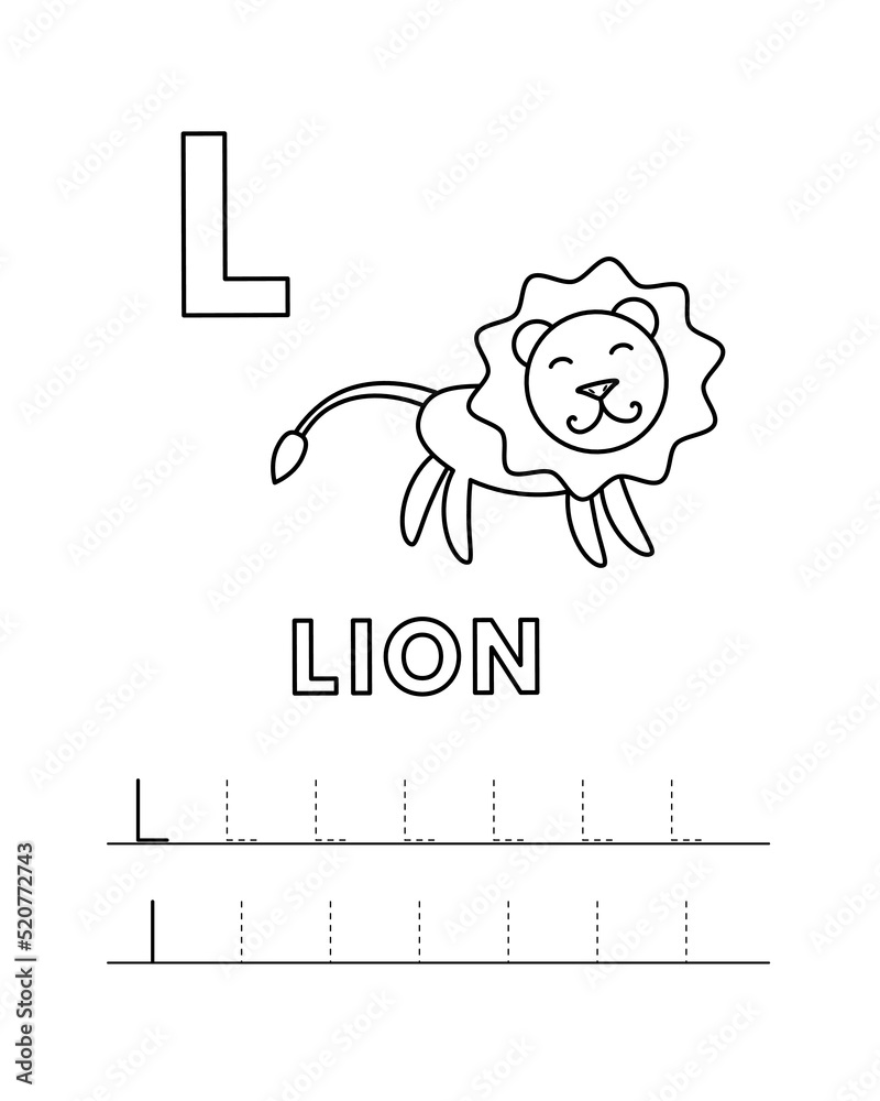 Alphabet with cute cartoon animals isolated on white background ...