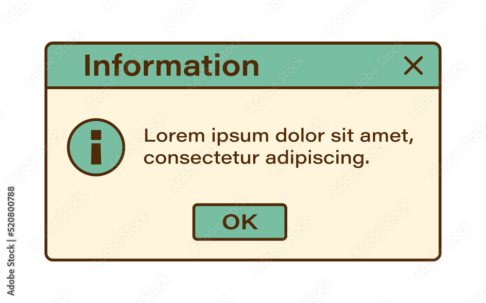 Vector retro vaporwave modal window. Vintage information dialog windows ...