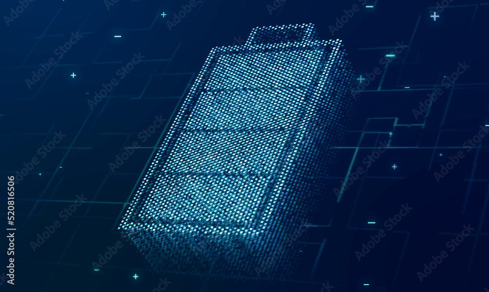 Digital lithium-ion rechargeable battery symbol, high voltage charging ...