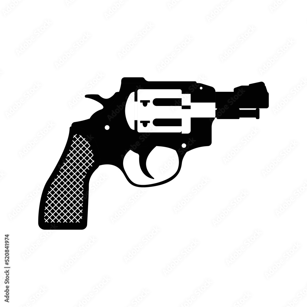 Revolver Gun Silhouette. Black and White Icon Design Elements on ...