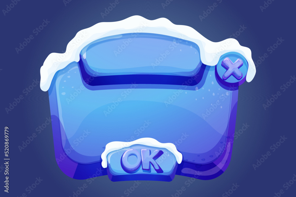 Winter ice fantasy interface template game menu with snow in cartoon ...
