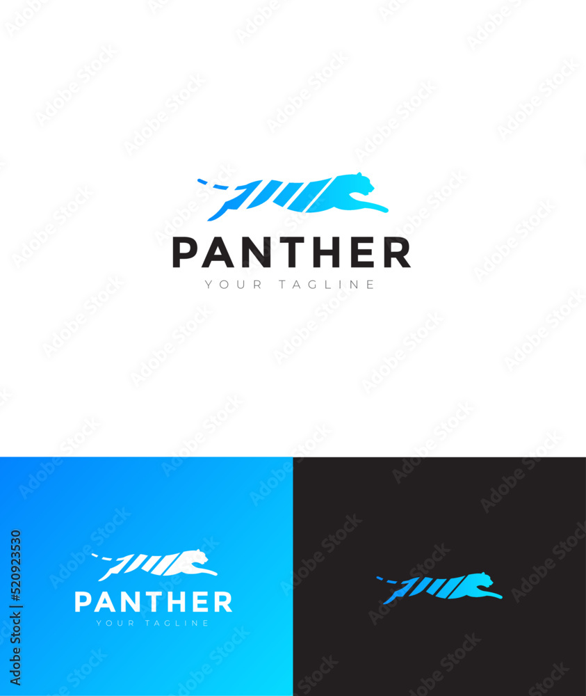 Panther silhouette logo icon. Cougar symbol. Puma sign. Wild cat Jaguar ...