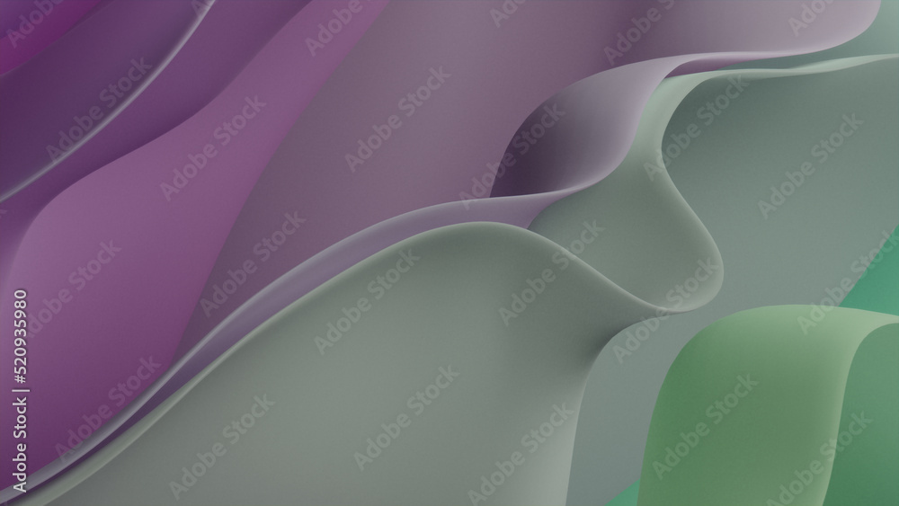 Contemporary 3D Design Background, with Undulating, Abstract Green and ...