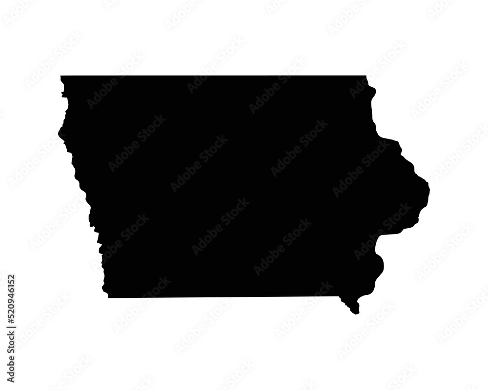 Iowa US Map. IA USA State Map. Black and White Iowan State Border ...