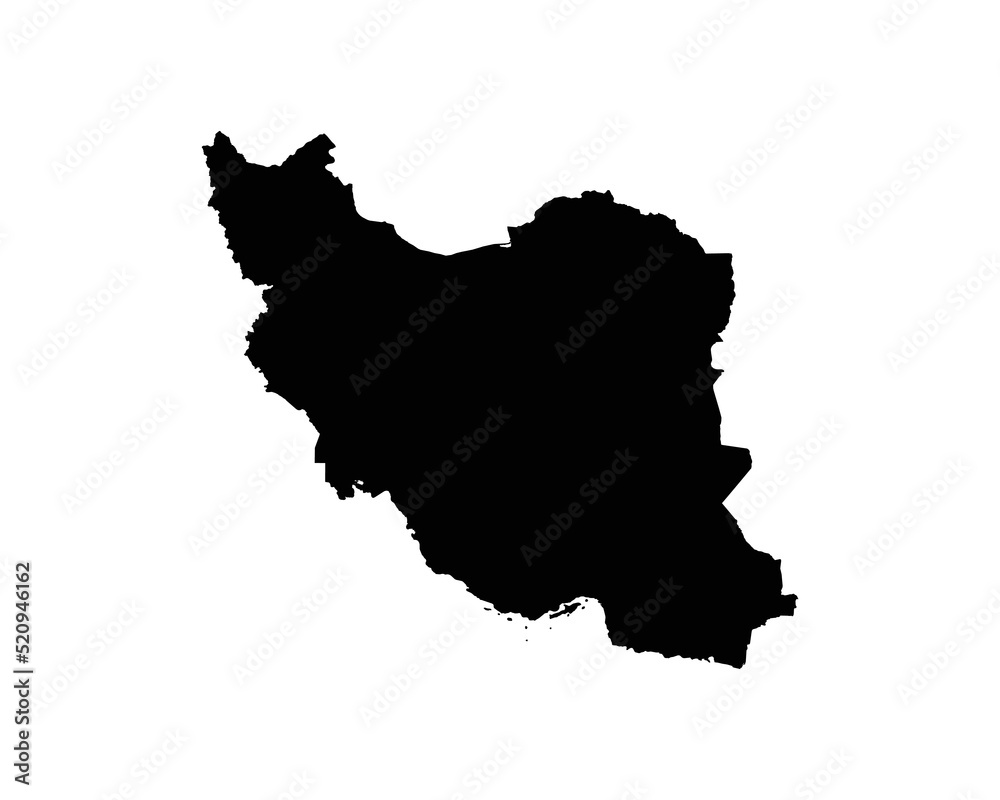 Iran Map. Iranian Country Map. Black and White Persia Persian National ...