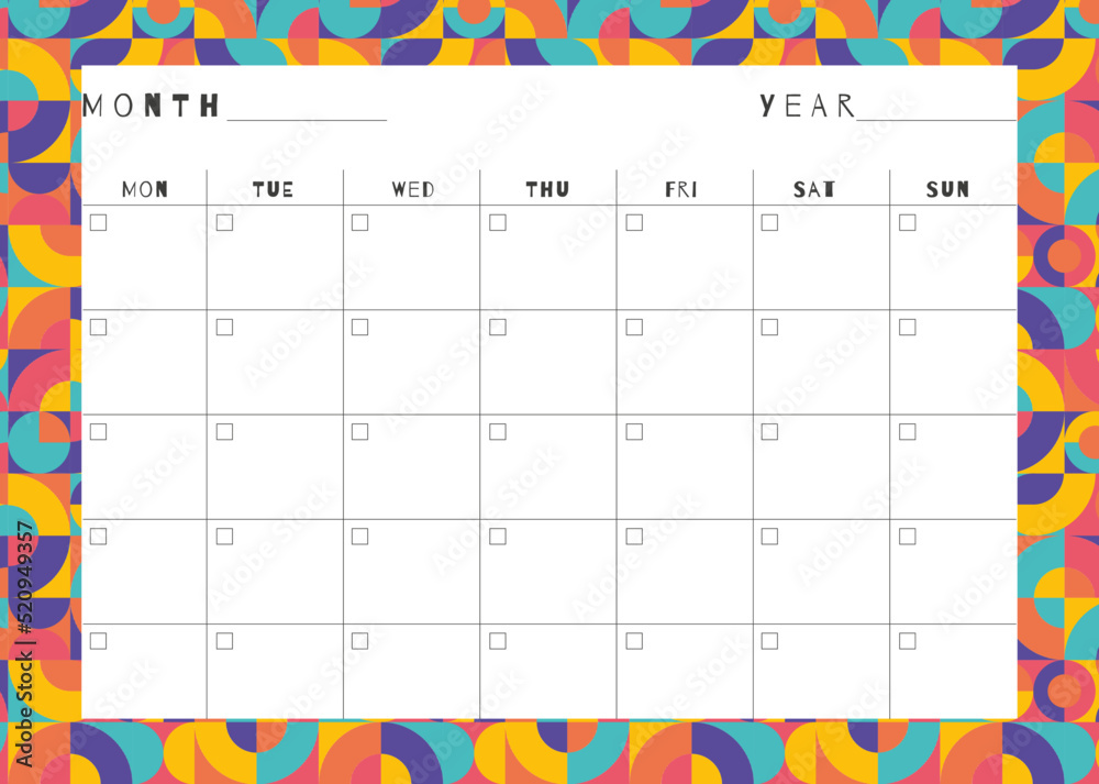 Monthly planner calendar template. Simple printable to do list ...