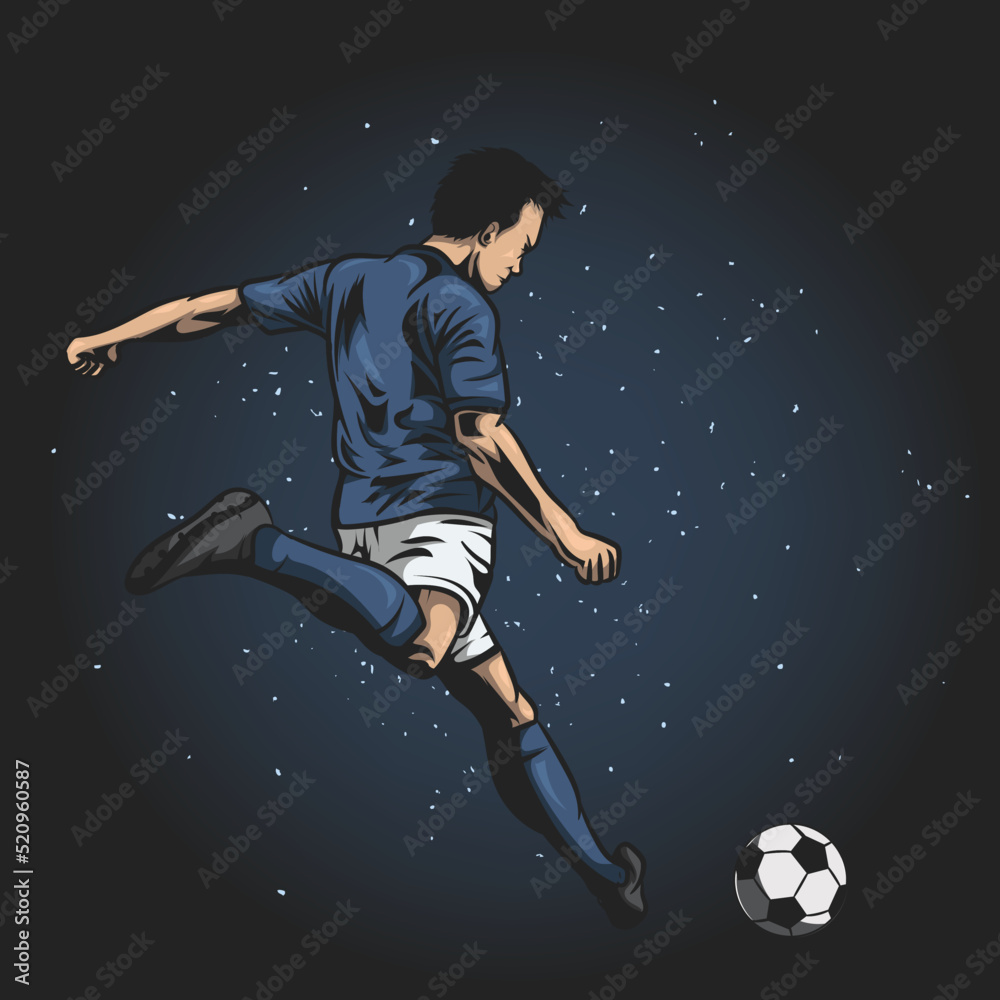 Soccer player kicking ball. soccer player character design Stock Vector ...