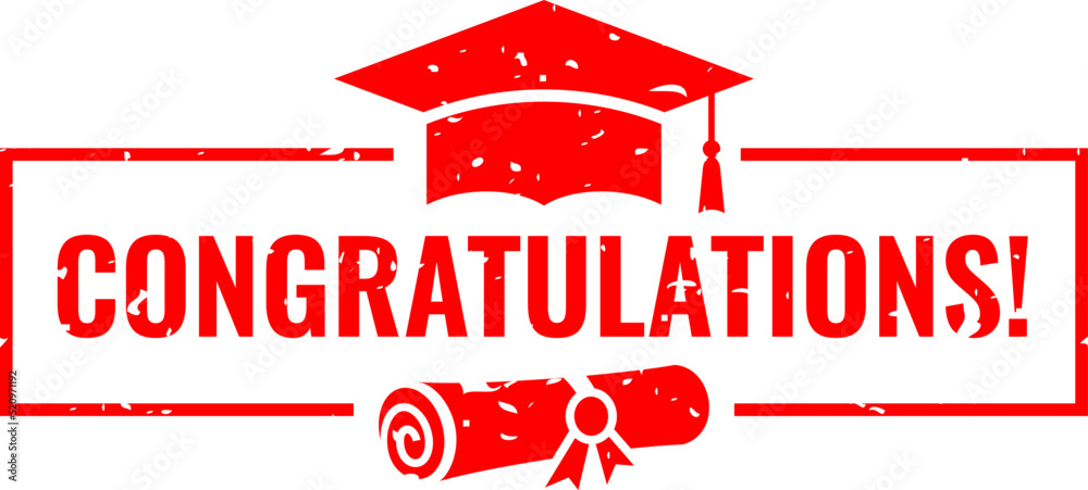 Congratulations grunge stamp, graduation symbol Stock Vector | Adobe Stock