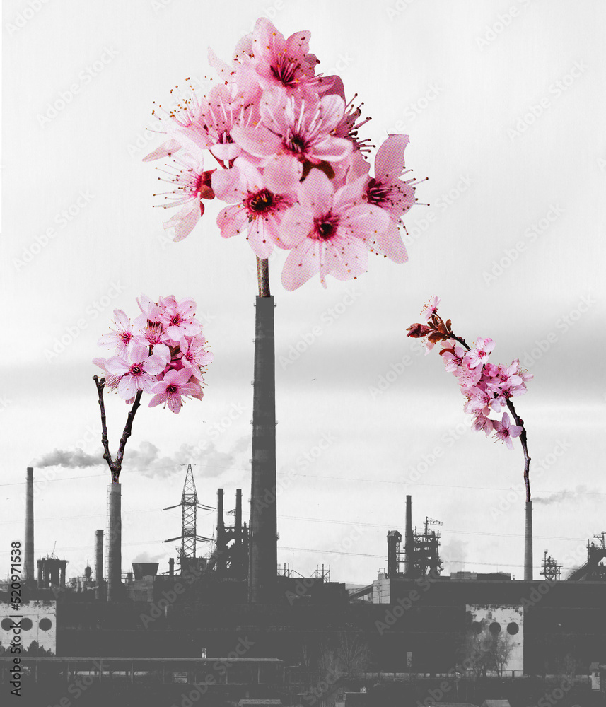 Environmental problems, air pollution. Human and eco. Contemporary art ...