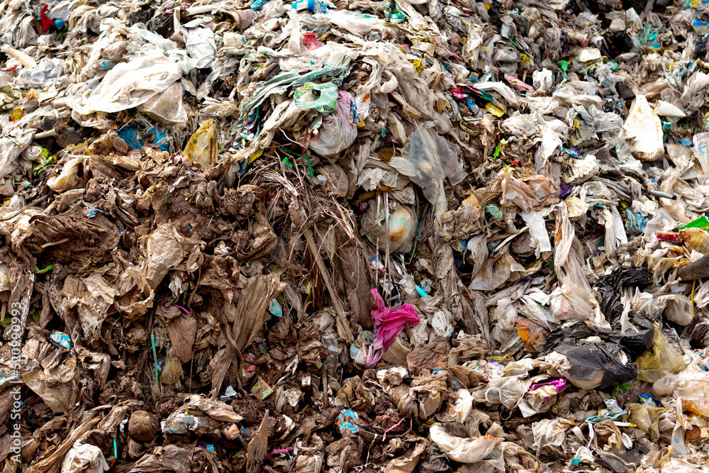 Plastic waste, waste materials from households, urban communities ...