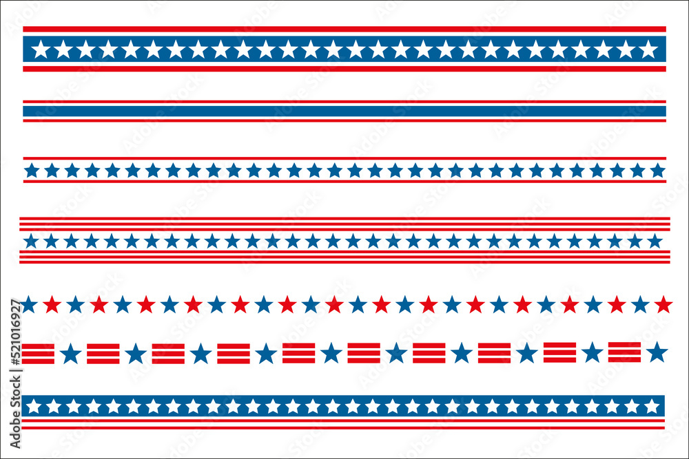 American flag abstract symbols decorative banner border divider stripe ...