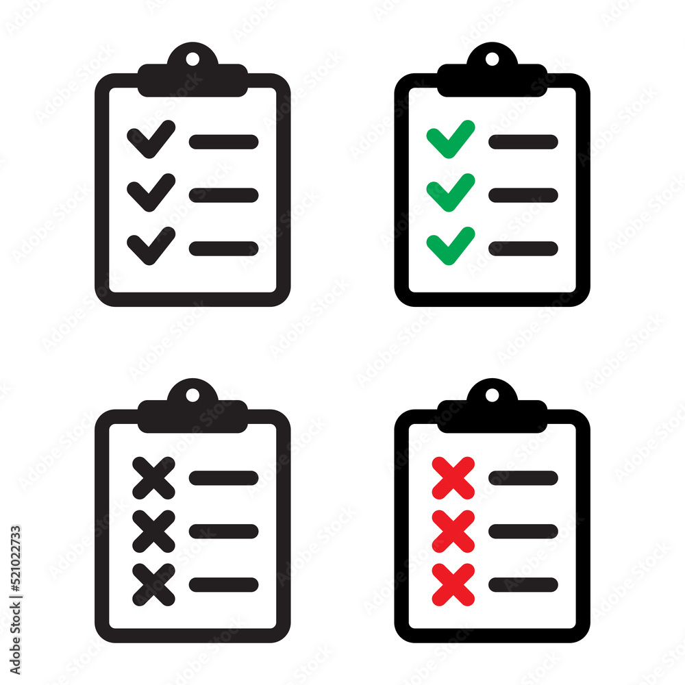 Vector de Stock Clipboard vector icons isolated. Task done sign. Green ...