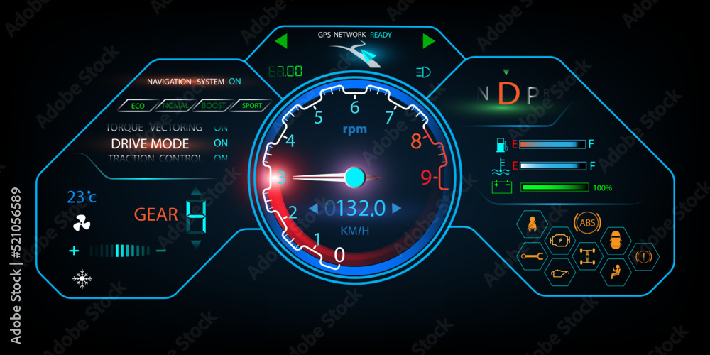 Futuristic car speed dashboard concept Stock Vector | Adobe Stock