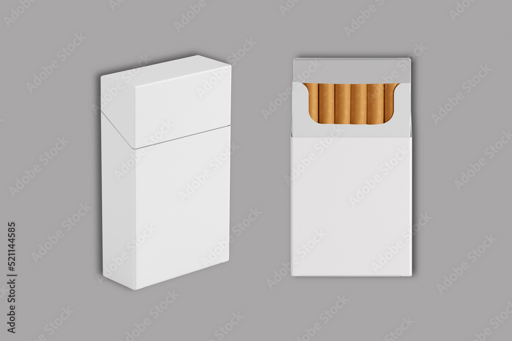 Packet of cigarettes open, closed, empty, filled realistic mockups set ...