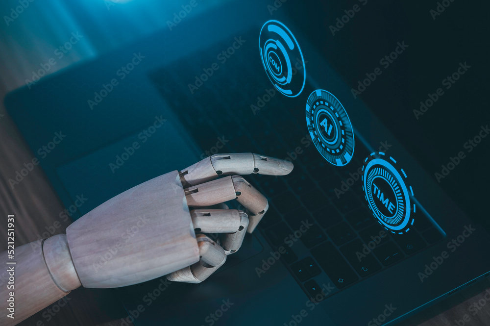 Rendering futuristic robot technology development, artificial ...