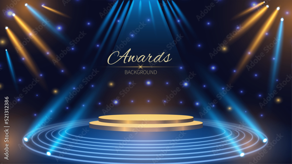 Golden Blue Background Of The Award. Decorative invitation to the ...