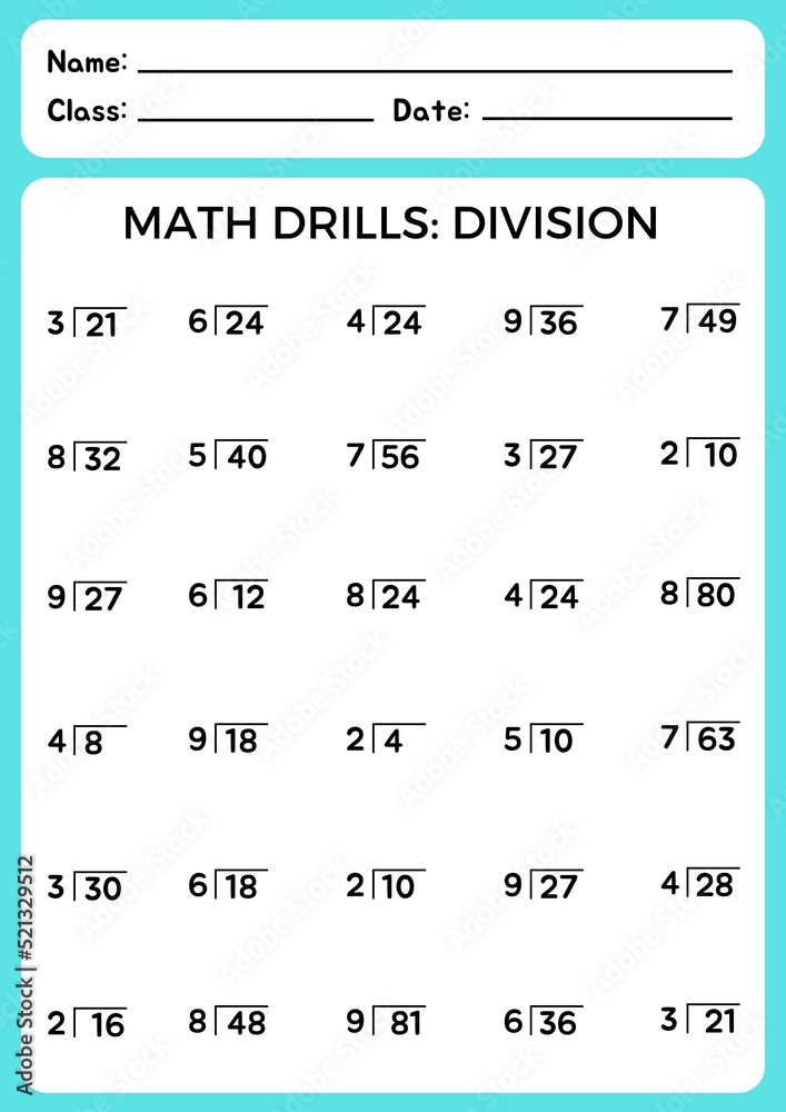 Division Math Workbook for Kids, Printable Worksheet Pages for Math ...
