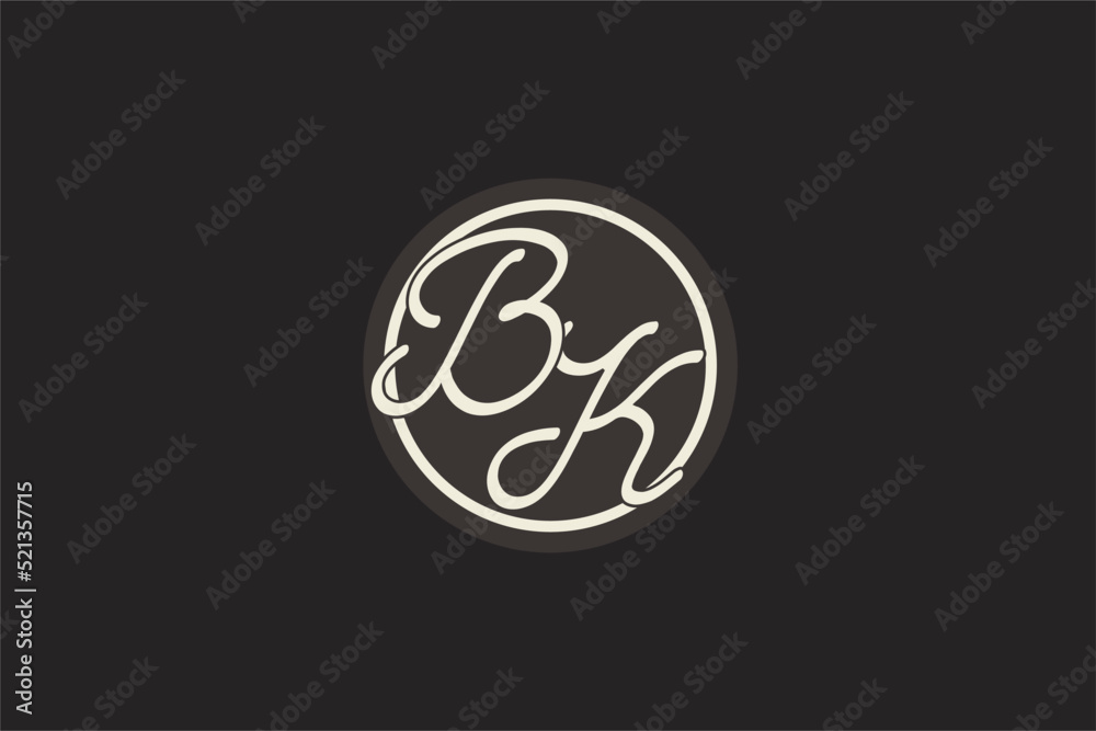 Initial letter BK monogram logo with simple and creative cirle line ...