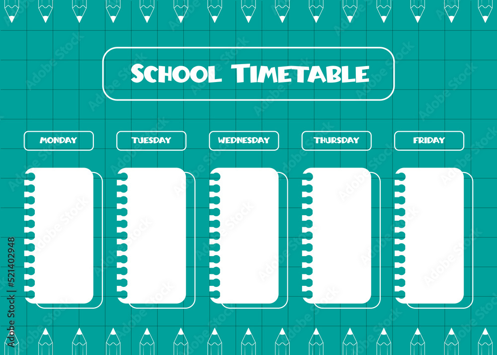 School schedule. Timetable for kids. Weekly time table with day of the ...