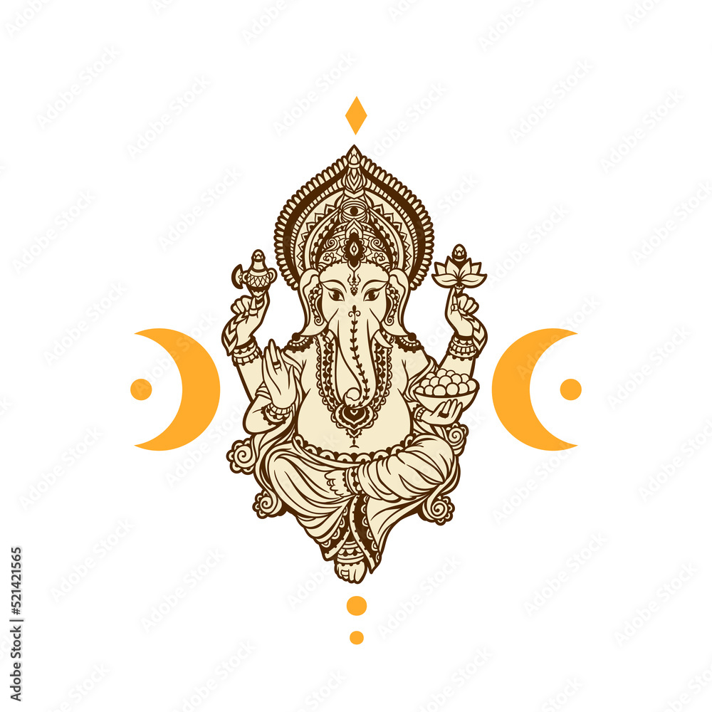 lord Ganesh image. God with elephant head. vector Illustration Stock ...
