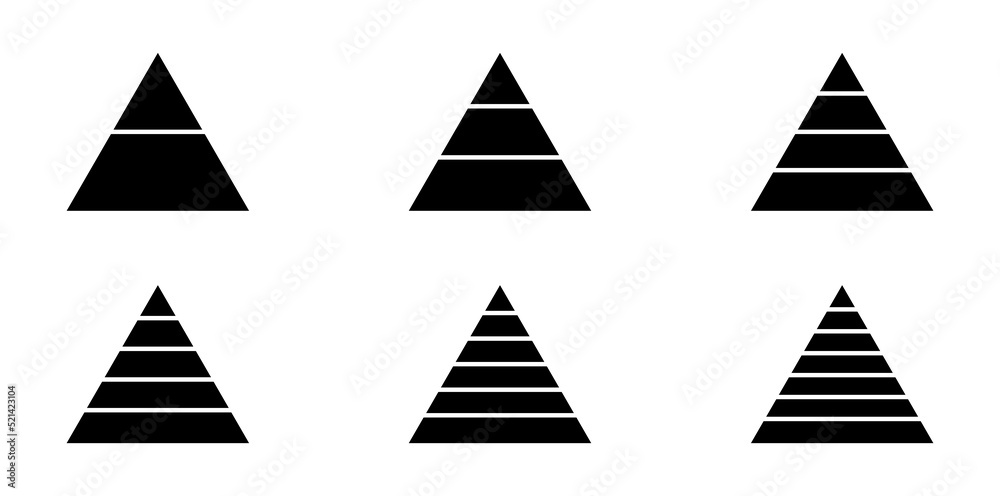 Pyramid icons, flat silhouettes. Logos of egypt pyramids. Maslow's ...