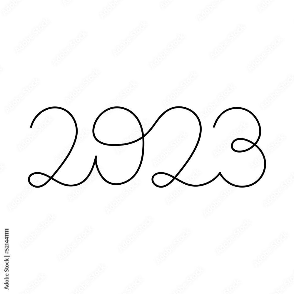 2023 year. Continuous one line drawing. Vector illustration Stock ...