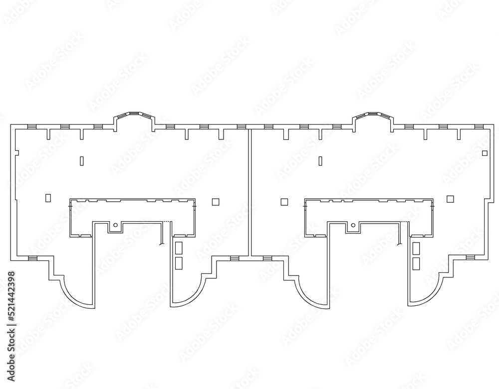 Architectural Hand Drawn Floor Plan. Studio Apartment. Architectural ...