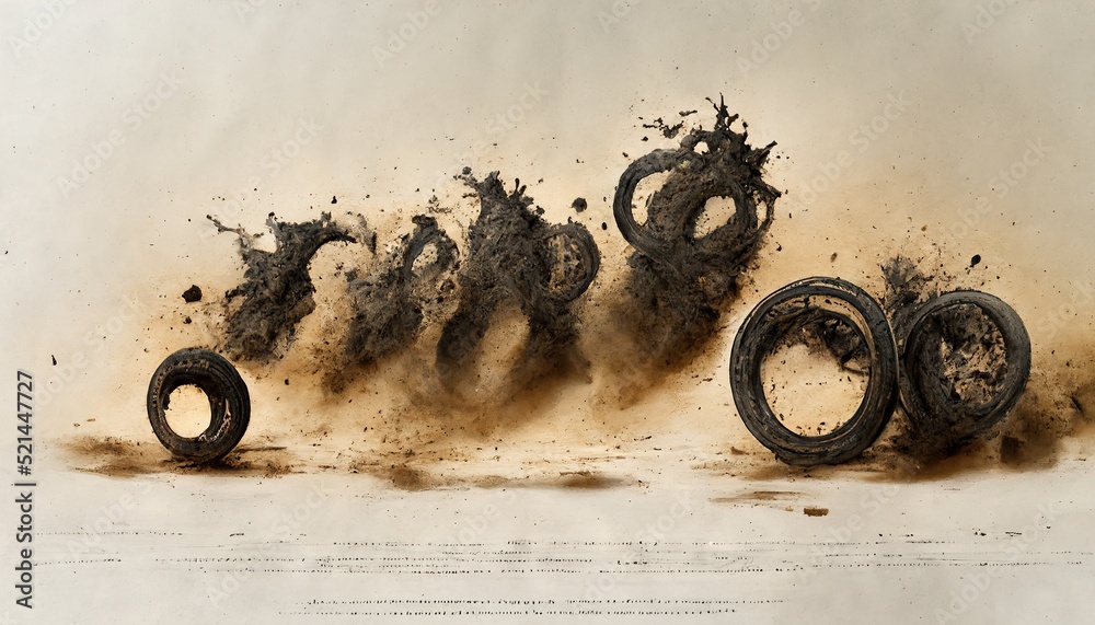 Raster illustration of motocross, off road and so on. Isolated tire ...