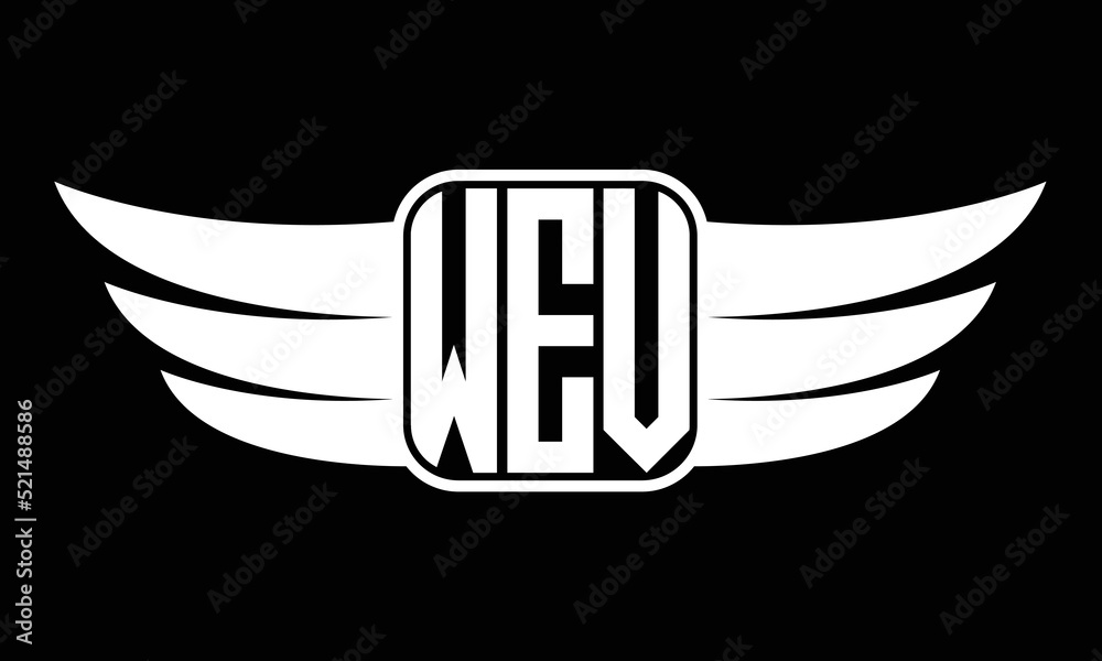 WEV three-letter Wing logo design. flying Vector template Stock Vector ...