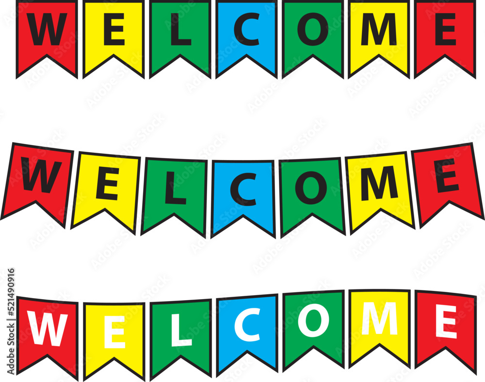 Banderín colgados de colores en diferentes formatos con la palabra ...