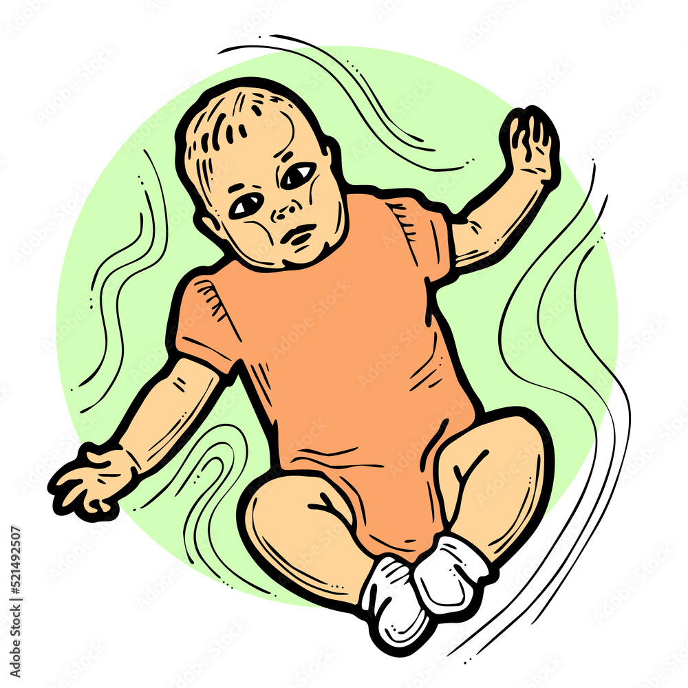 Baby laying, moving arms and legs. Nice dressed little child. New ...