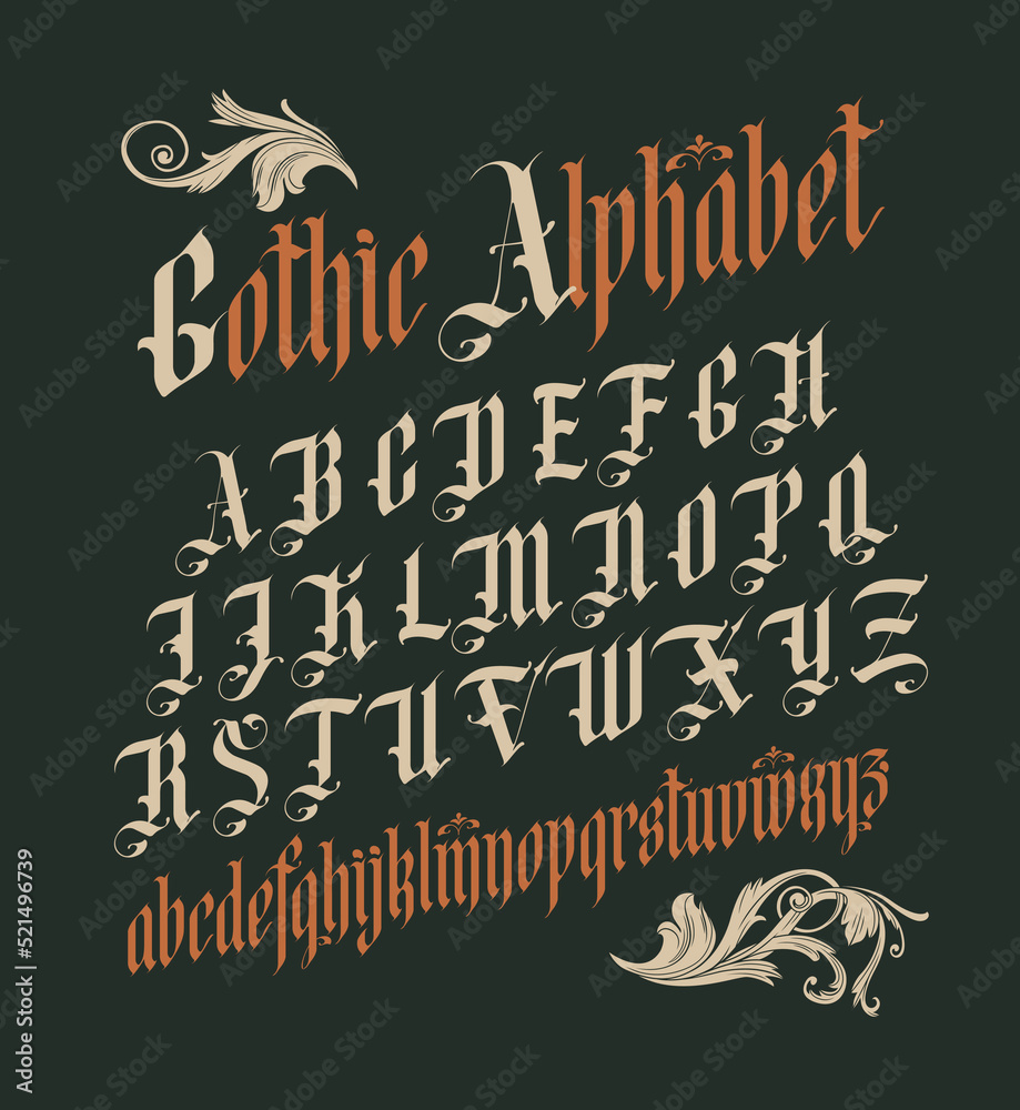 Calligraphy Alphabet Gothic Style Calligraphy Alphabet Gothic Vectors