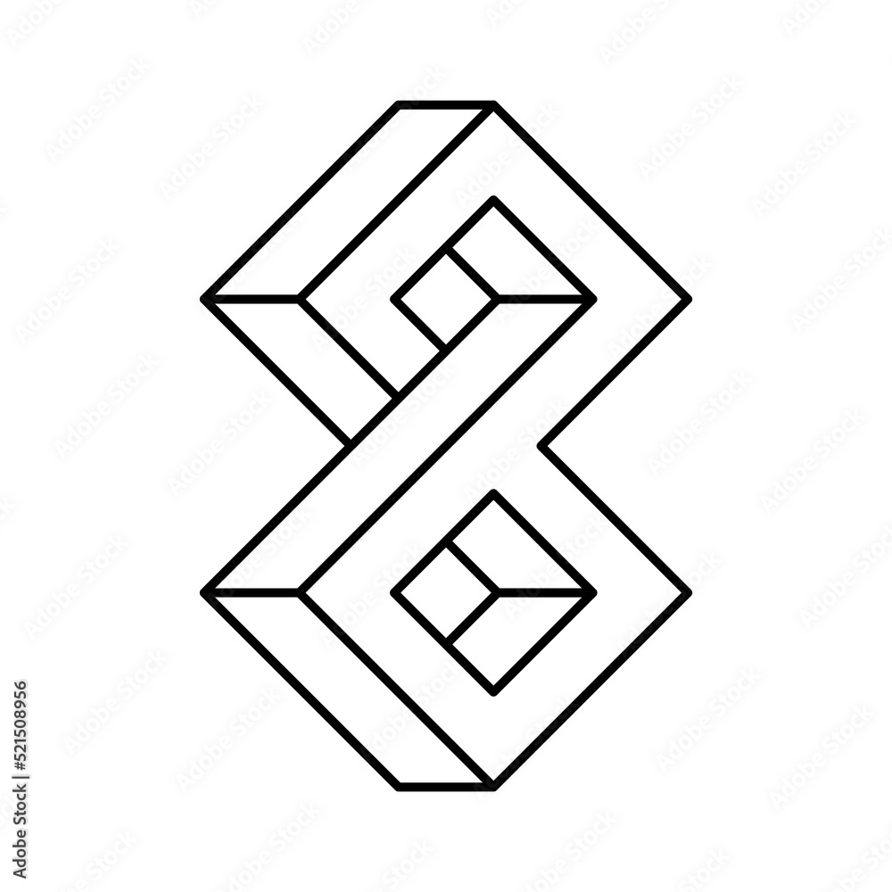 Impossible shape line icon. 3D Number 8. Infinite symbol. Abstract ...