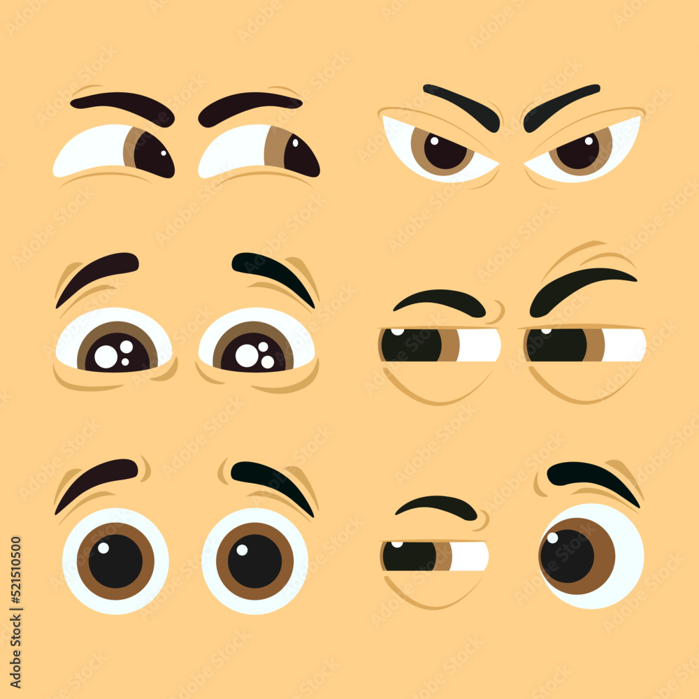 cartoon character eyes vector and illustration Stock Vector | Adobe Stock