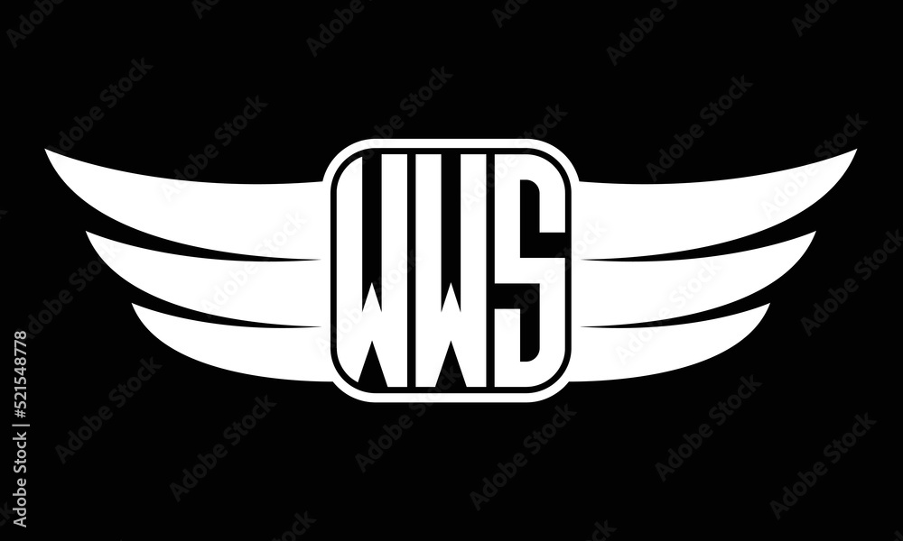 WWS three-letter Wing logo design. flying Vector template Stock Vector ...