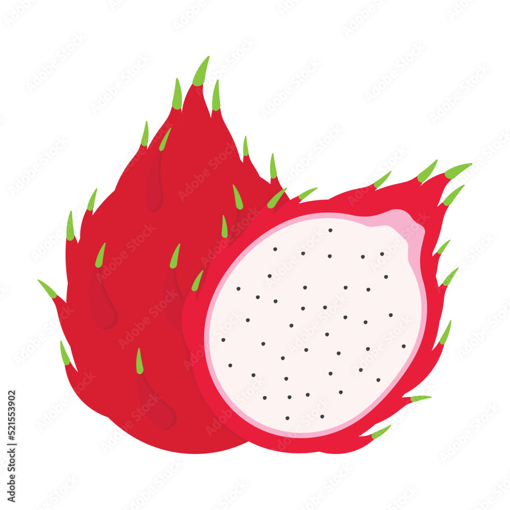 Animated Dragon Fruits Slice Icon Clipart Hand Drawing Vector ...