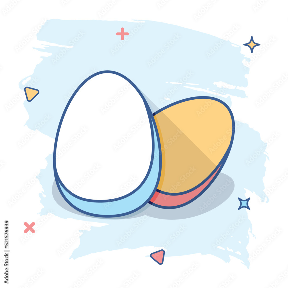 Cartoon egg icon in comic style. Eggshell sign illustration pictogram ...