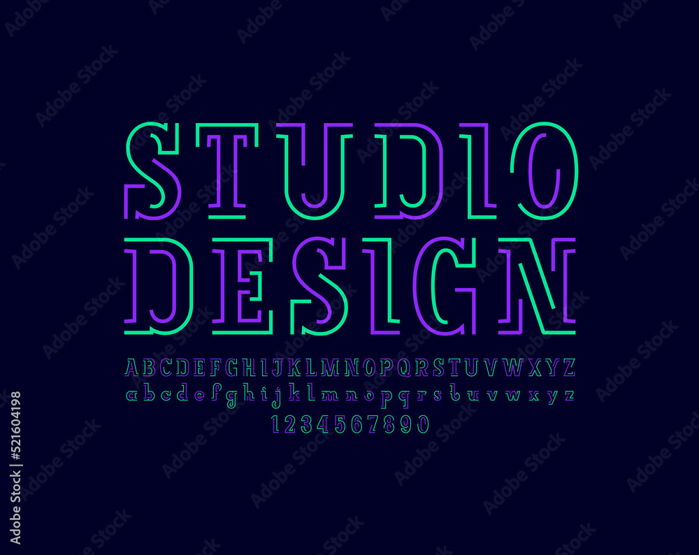 Striped font, slab serif alphabet, trendy modern uppercase and ...