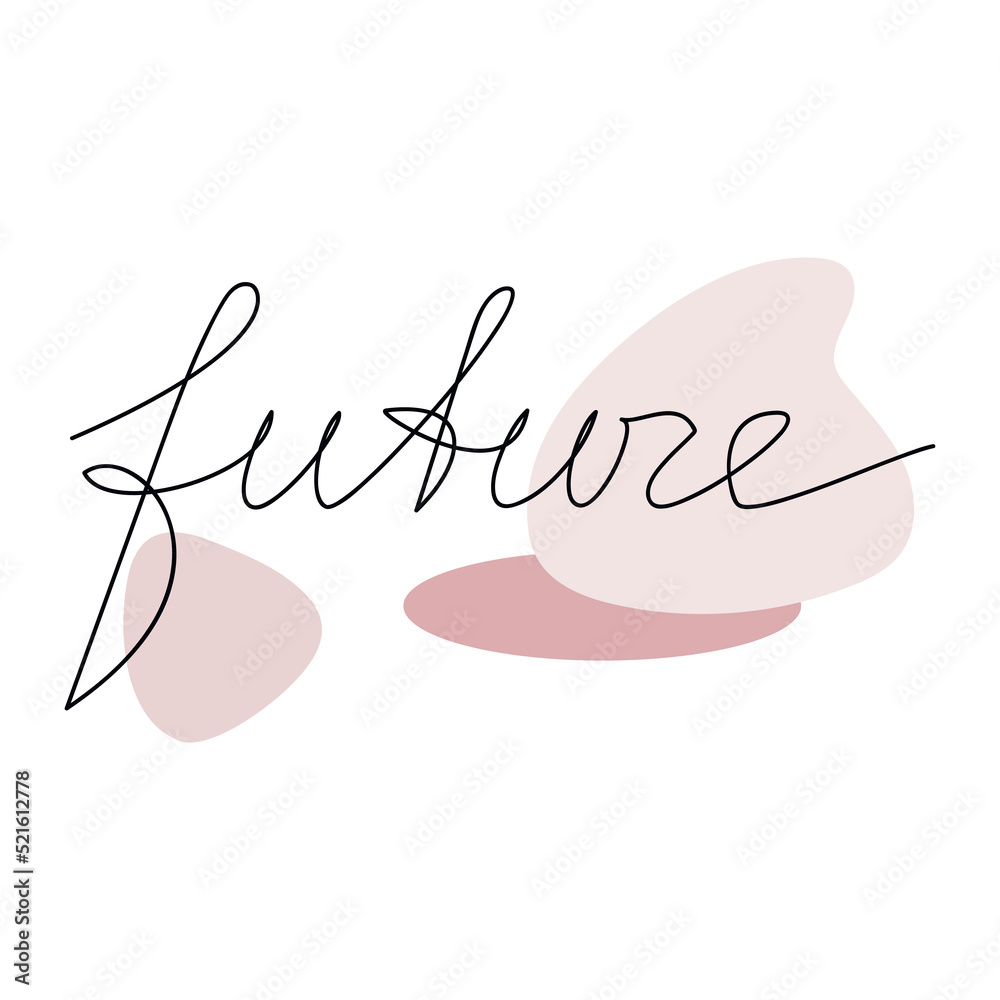 Minimal handwritten lettering with abstract shapes, word Future on ...