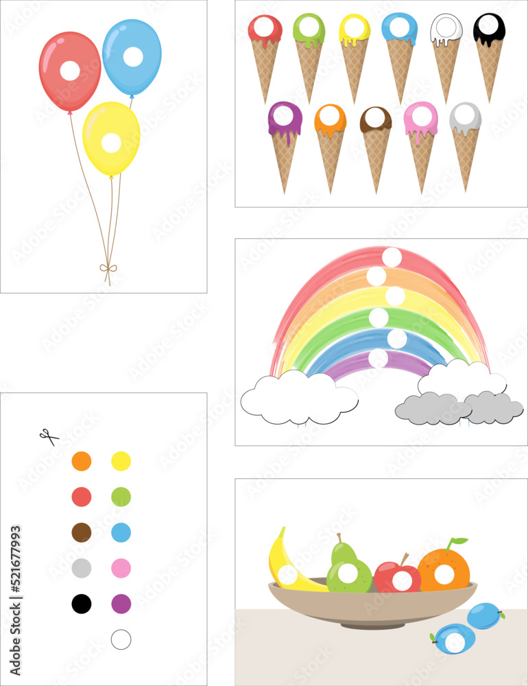 Matching colors. Learning basic colors for kids. Printable set of ...
