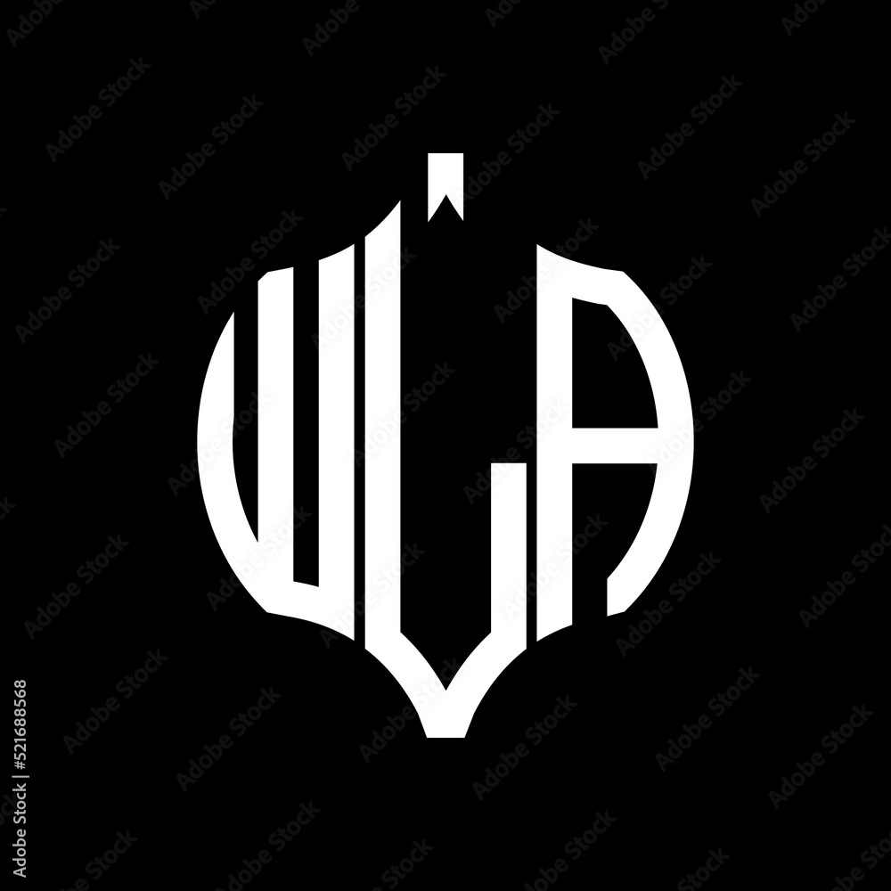 WLA letter logo. WLA best black background vector image. WLA Monogram ...