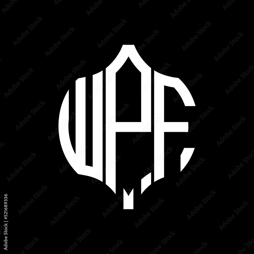 WPF letter logo. WPF best black background vector image. WPF Monogram ...